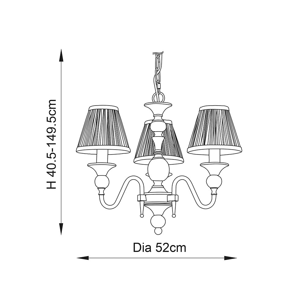 Polina antique brass 3lt pendant & beige shades